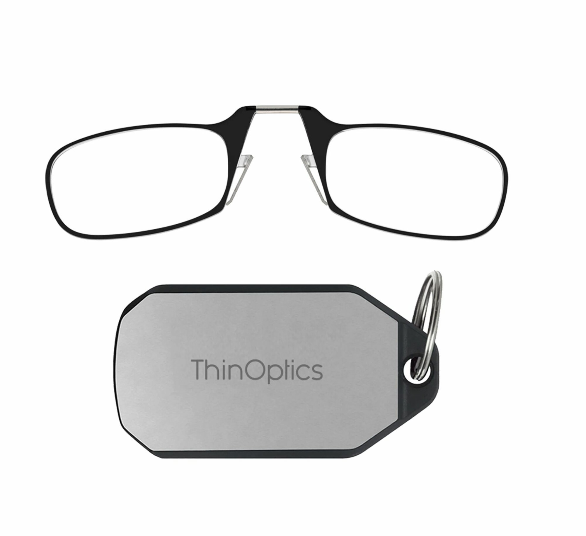 Супертонкие Очки Пенсне для чтения +2,0 ThinOptics хром брелок