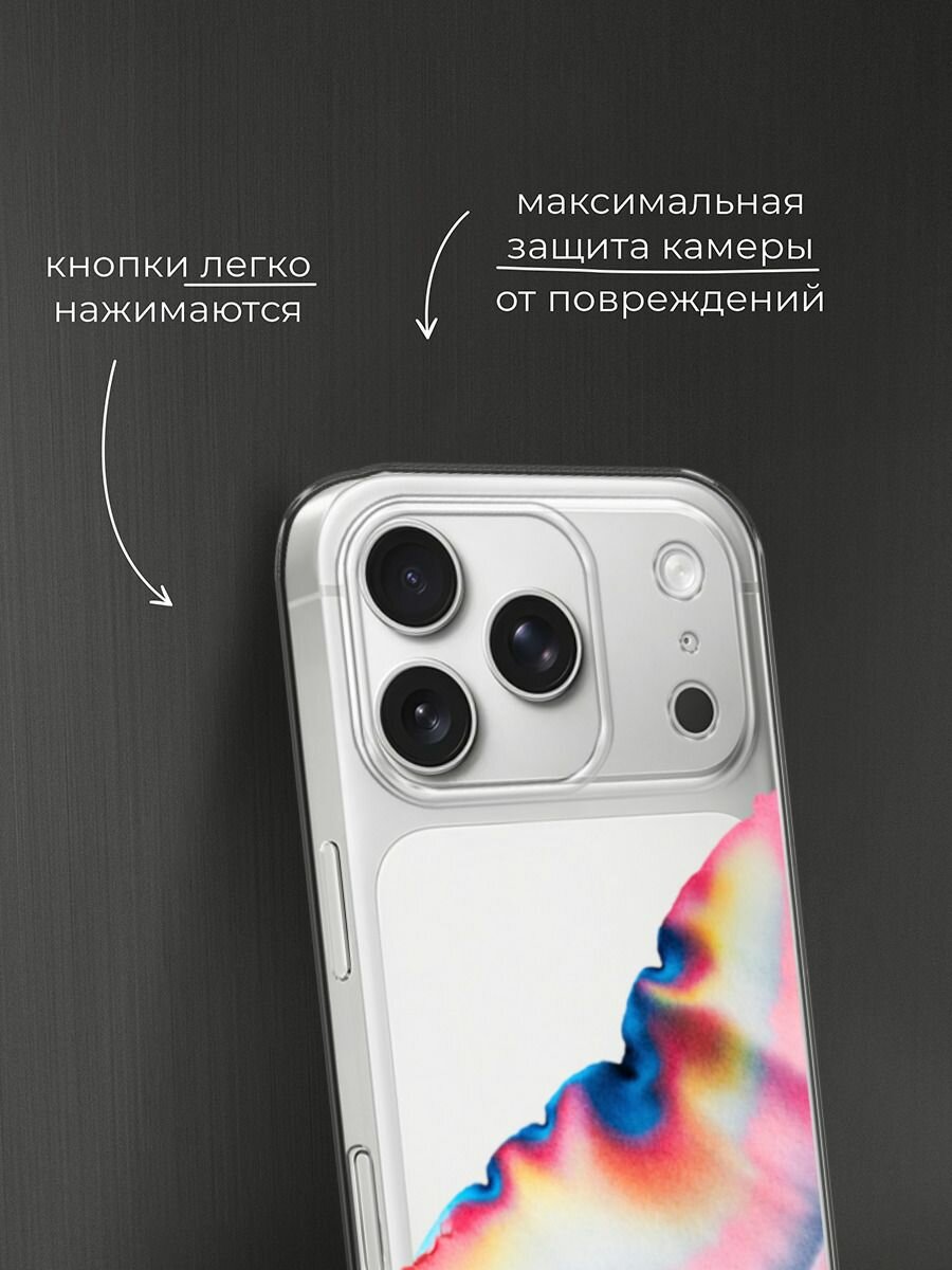 Чехол на Apple iPhone 17 Pro / Айфон 17 Про с принтом Розовая акварель, прозрачный — фото 1