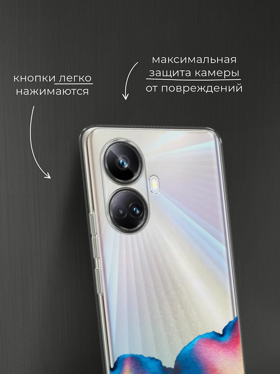 Чехол на Realme 10 Pro+ / Реалми 10 Про+ с принтом Акварельное сочетание, прозрачный — фото 1