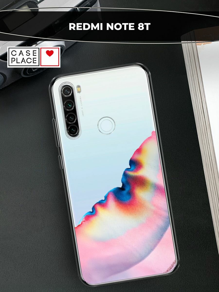 Чехол на Xiaomi Redmi Note 8T / Сяоми Редми Нот 8Т с принтом Розовая акварель, прозрачный