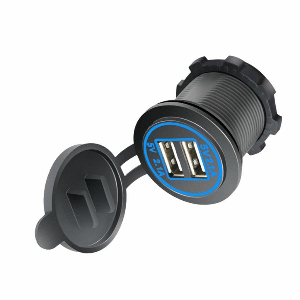 Автомобиль, мотоцикл, фургон, автомобильное зарядное устройство для мобильного телефона с двумя USB-разъемами, быстрая зарядка 4.2A-синий