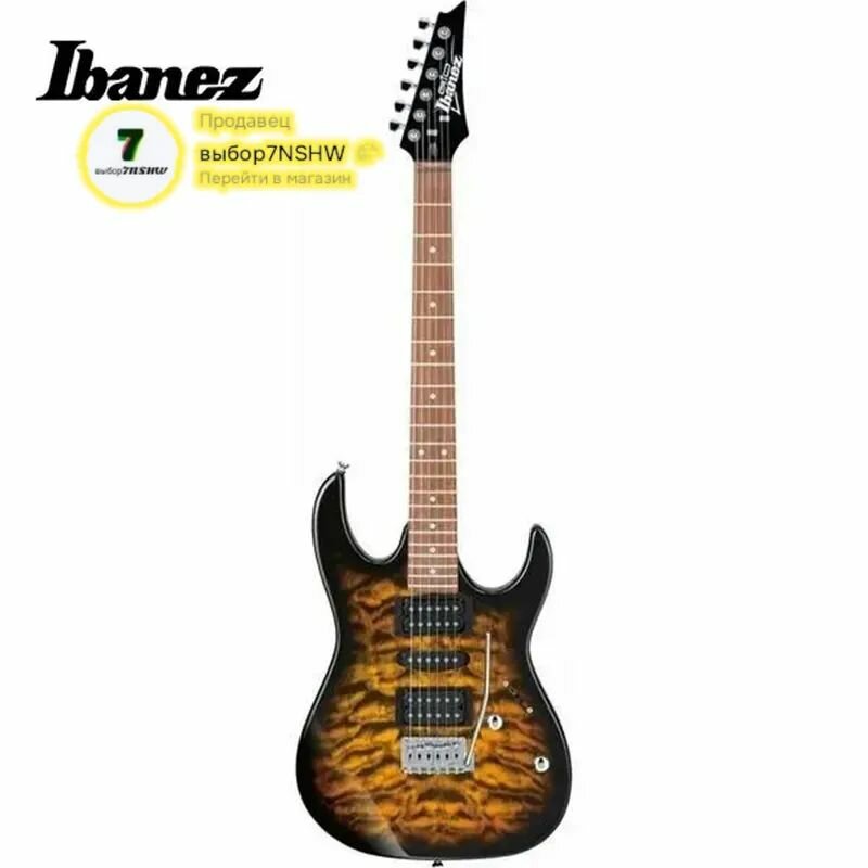 Ibanez Электрогитара GRX70QA 6-струнная, корпус Перистое дерево