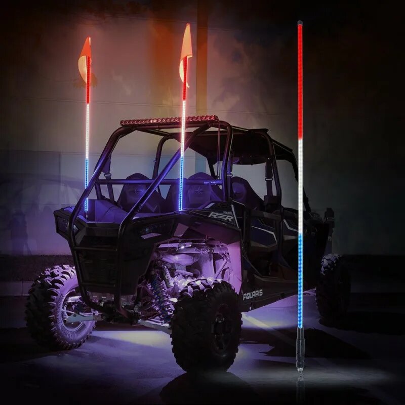 Светодиодные флагштоки для квадроциклов RGB с пультом и Bluetooth 60 см 2 шт