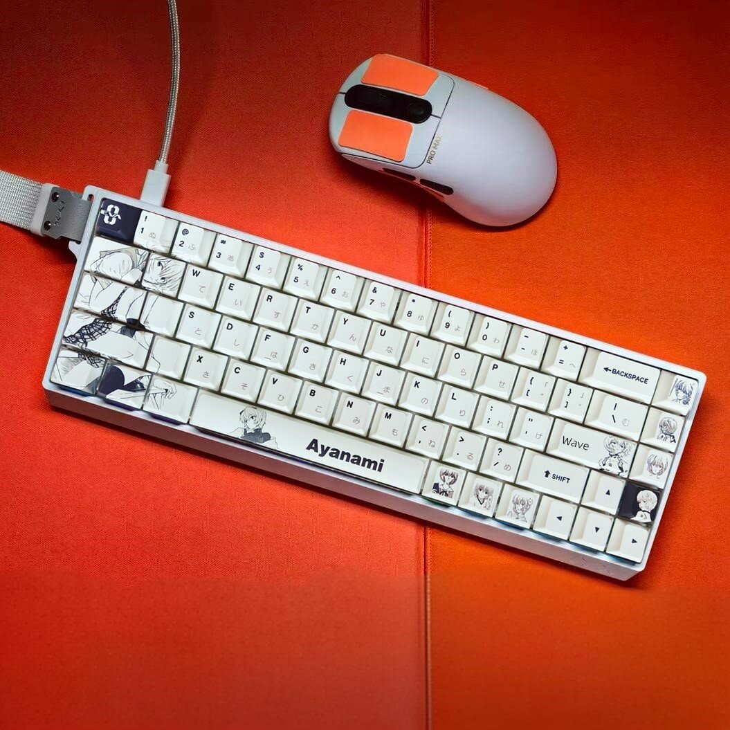 Кейкапы Ayanami Rei из PBT, совместимые с Wooting Night Demon ACE68, Singularity 80, MADE68, EV63, Magician, RS6K5