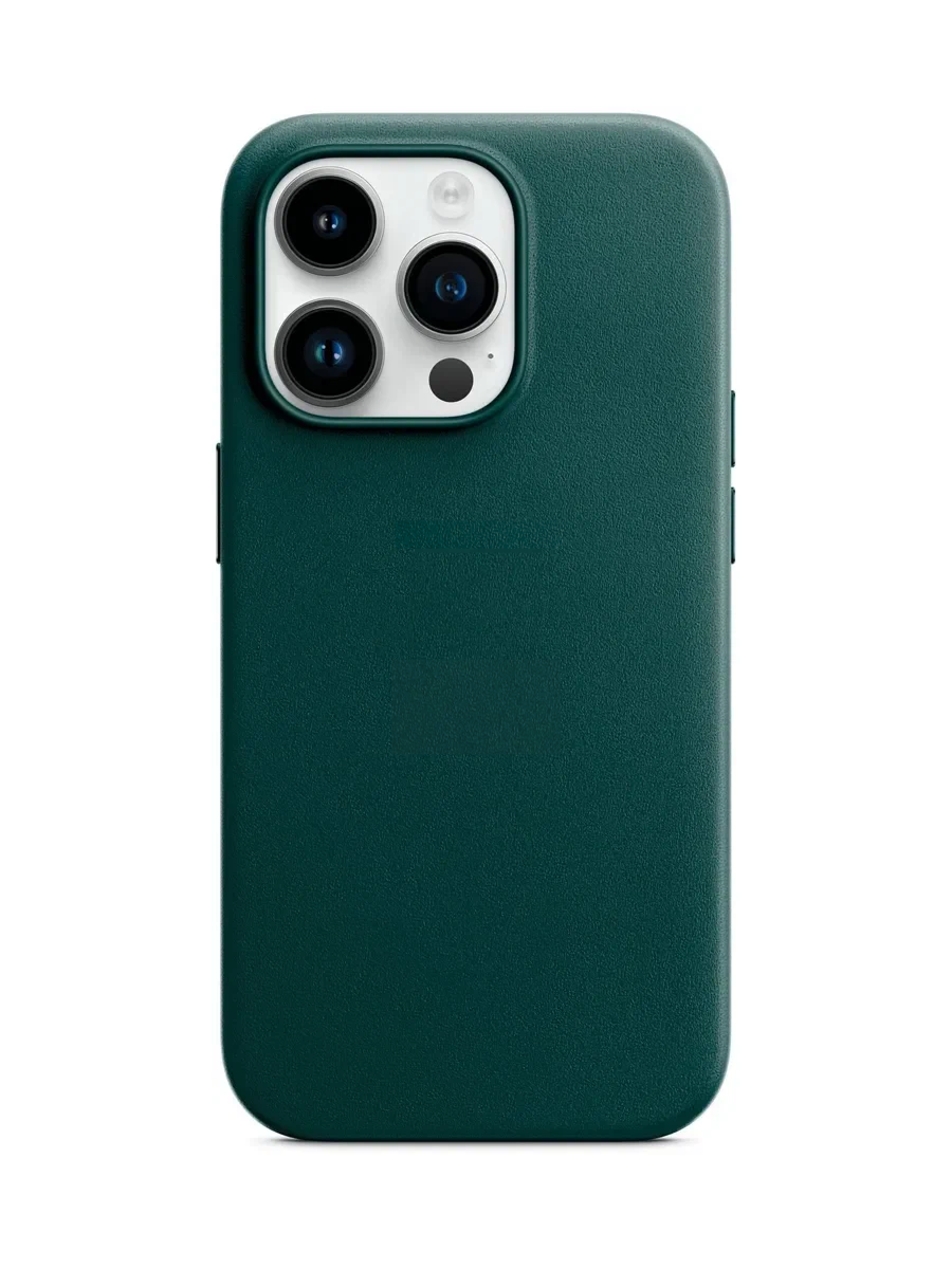 Кожаный чехол Магсейф для iPhone 16 Pro Forest Green / Leather Case Магсейф для Айфон 16 Про / Зеленый