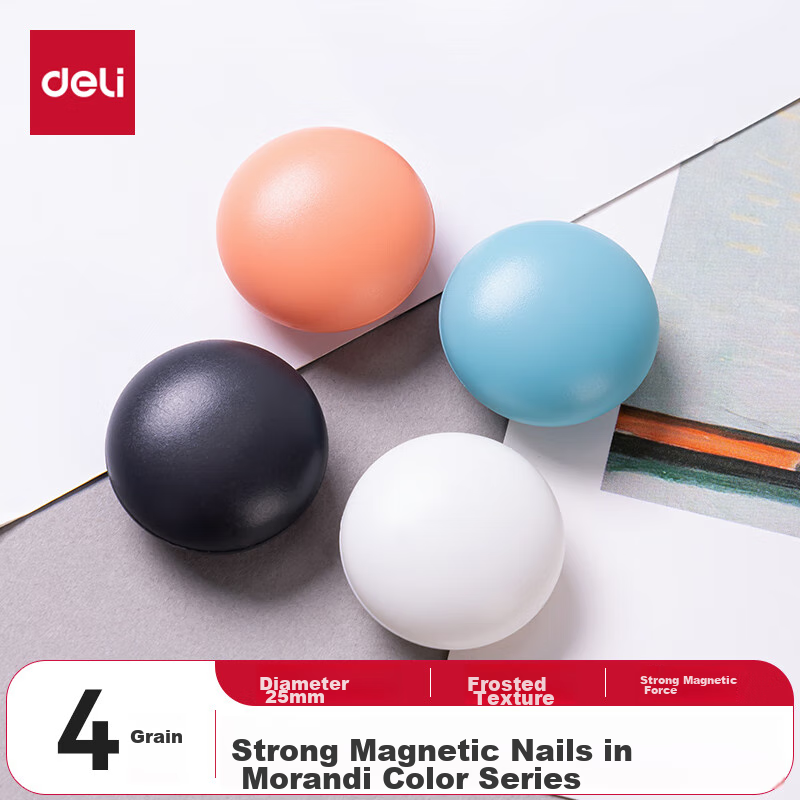 Deli, 4 Pieces/card Whiteboard Accessories, Refrigerator Magnet Strong Magnetic Nails Whiteboard Magnets Blackboard Magnet/iron Stone/magnet Magnetic Stickers for Teaching And Office, Glass Whiteboard Special 7813