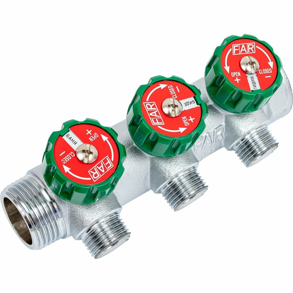 Регулирующий коллектор FAR ВР-НР с 3 отв." НР межосев. 45 мм FK 3822 112 1", для каждой отдельной ветки