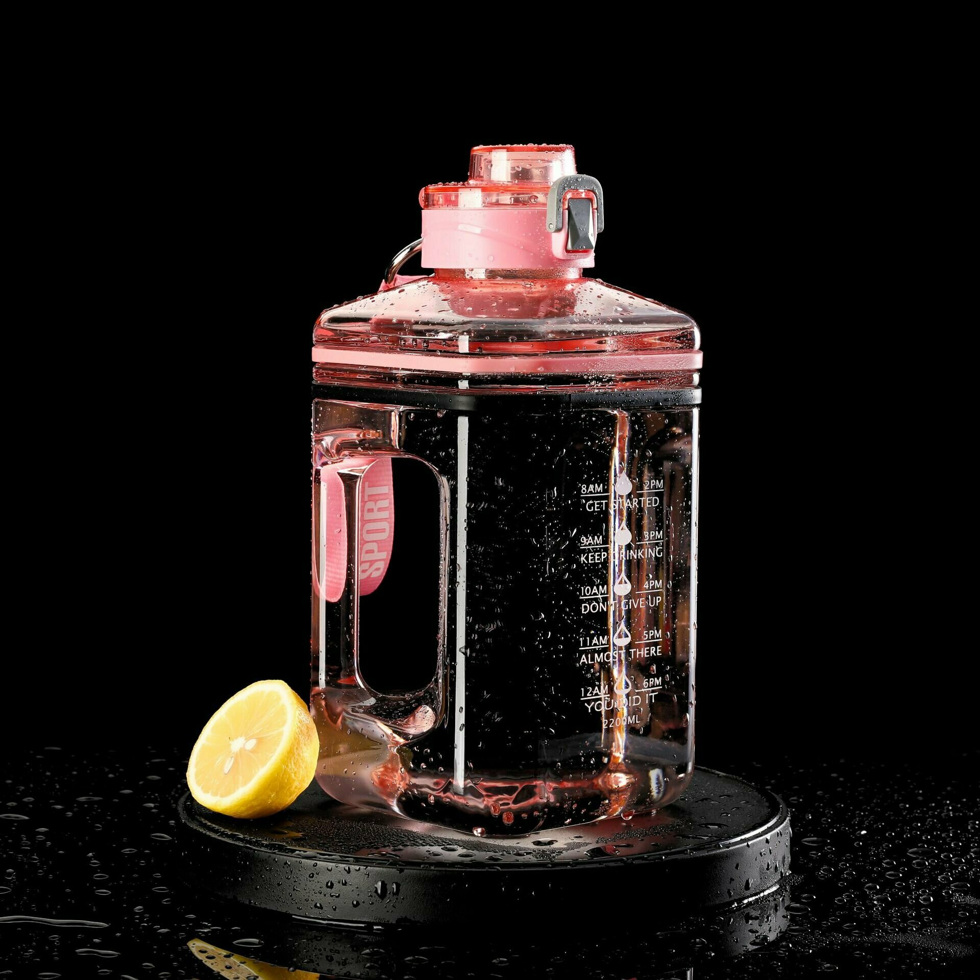 Кettle 2.2L 2200ml красный квадратный больший объем прямой питье больший диаметр спортивный с веревкой портативный мужской женский фитнес студенты температура ниже 60 градусов