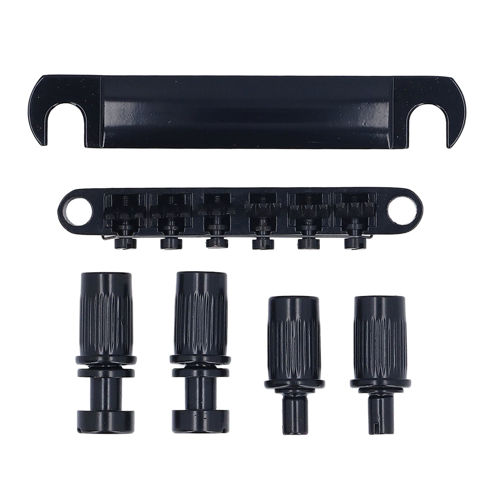 12 String Saddle Bridge and Tailpiece with Studs Metal Guitar Set Replacement for LP Electric Guitars Black