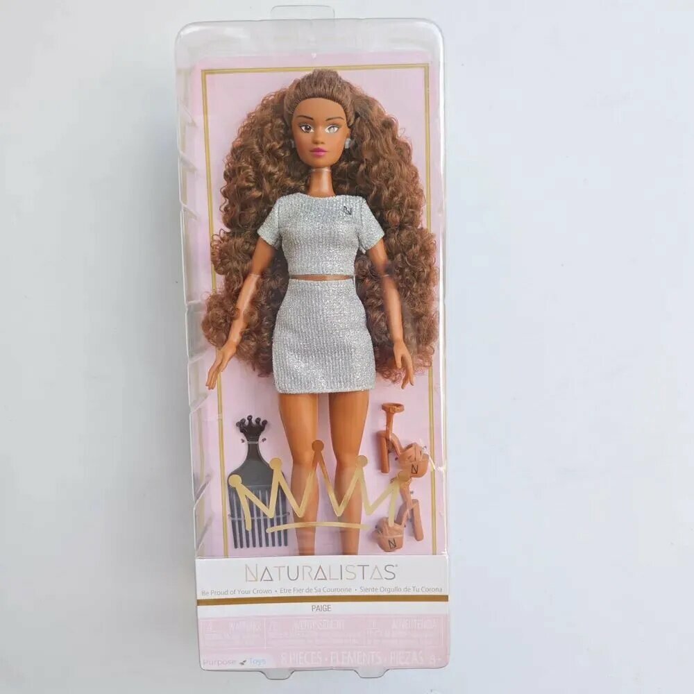 Кукла Purpose Toys Naturalistas PAIGE, 30 см, черные волосы, серебристая