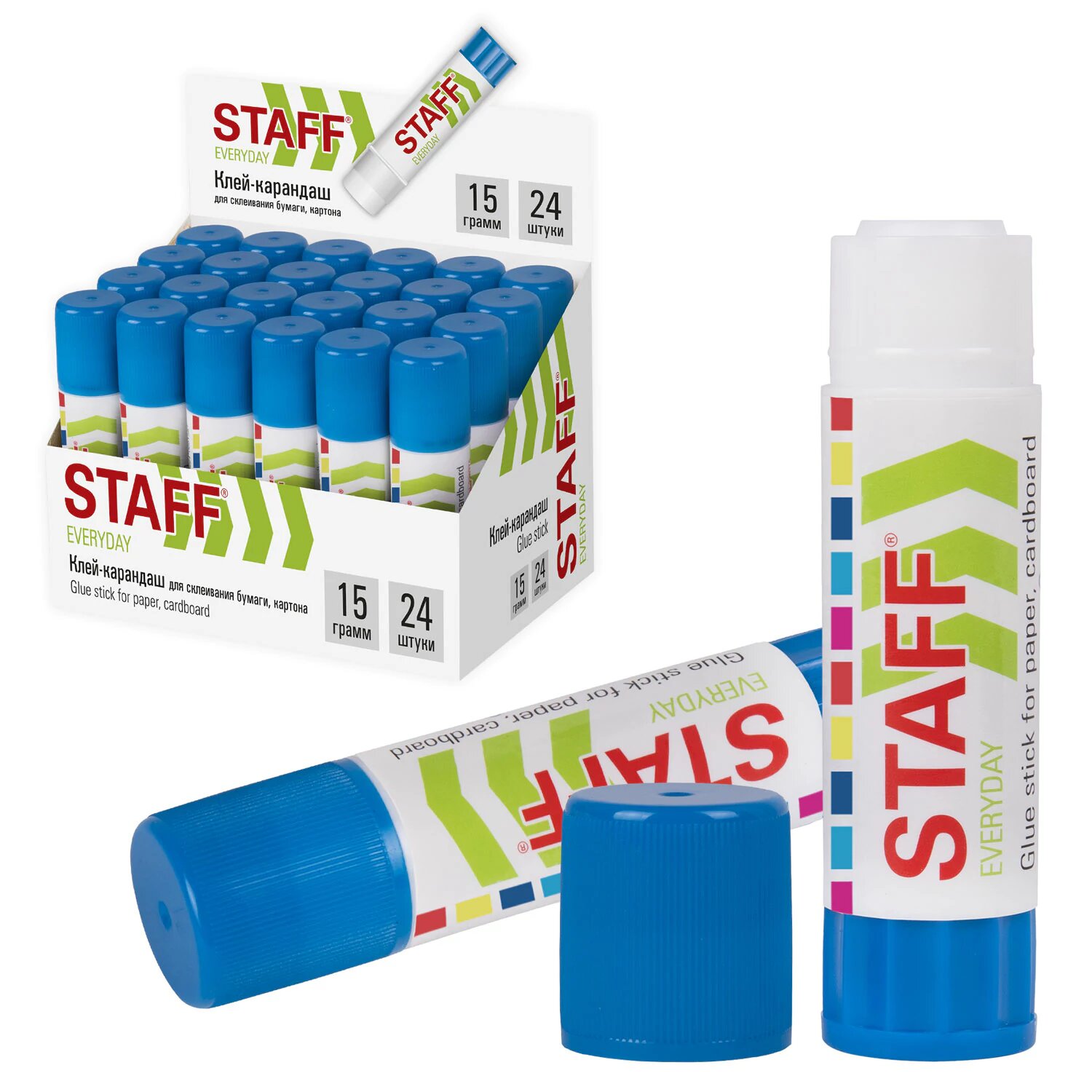 Клей-карандаш STAFF "EVERYDAY", 15 г, 221132, 5шт.