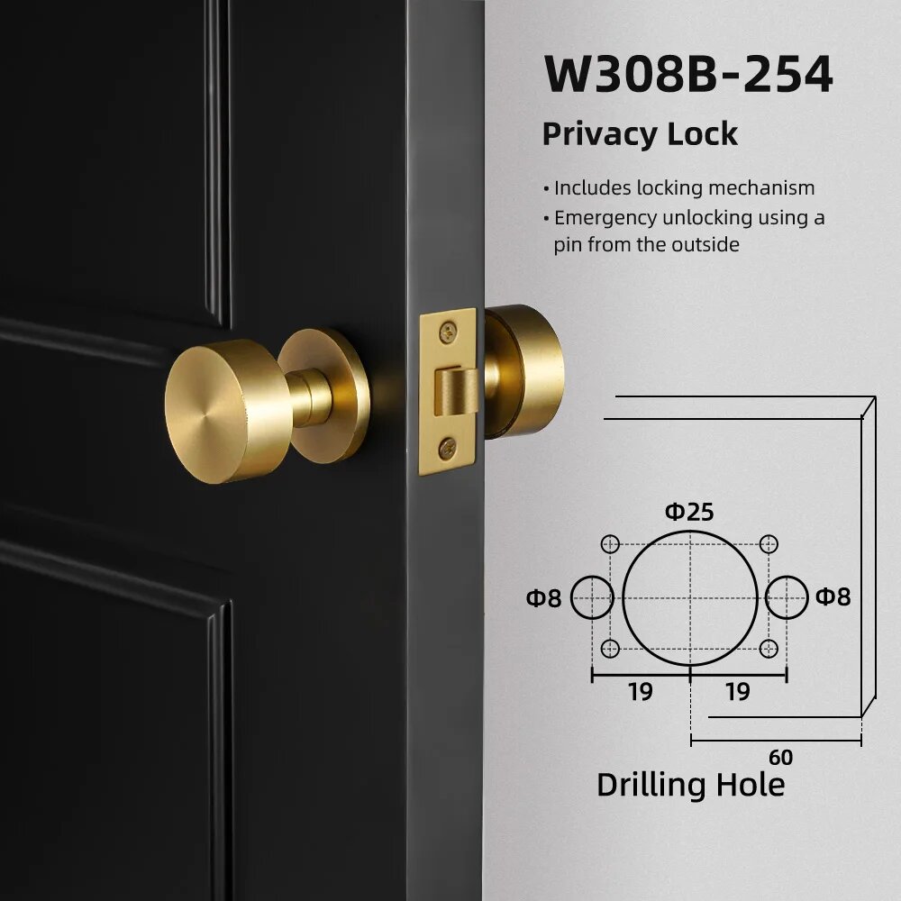 DOOROOM Бесшумный дверной замок из латуни Privacy Lock