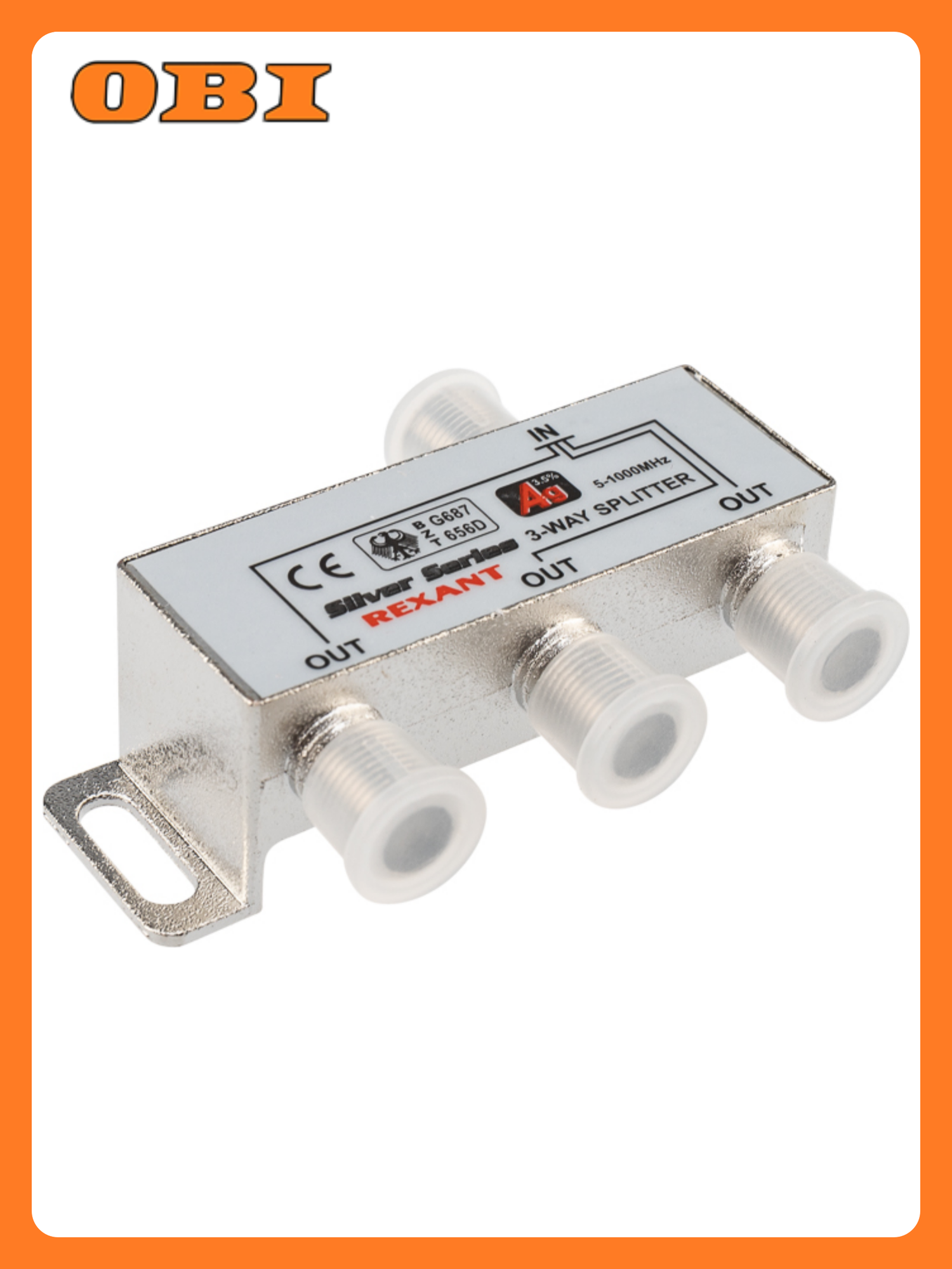 Делитель ТВх3 под F-разъем REXANT 5-1000 МГц Silver 4 F-разъема в комплекте)