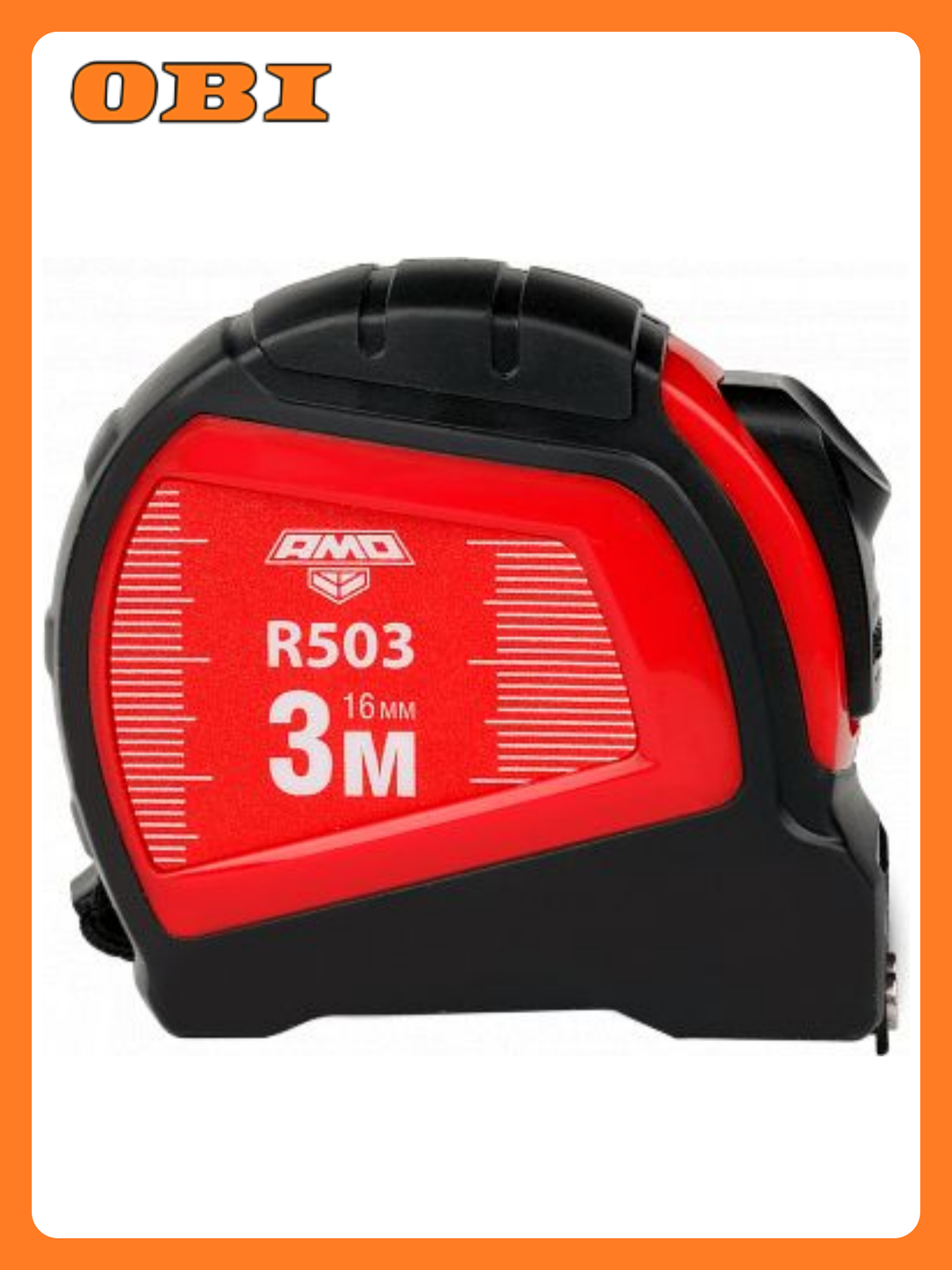 Рулетка AMO R503, поясное крепление, двухсторонняя шкала, пластик, 3м