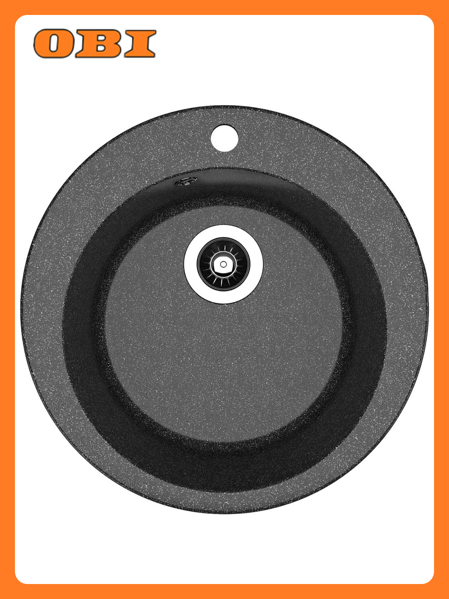 Мойка кухонная BAMBOO "Орион", искусственный мрамор, круглая, черная