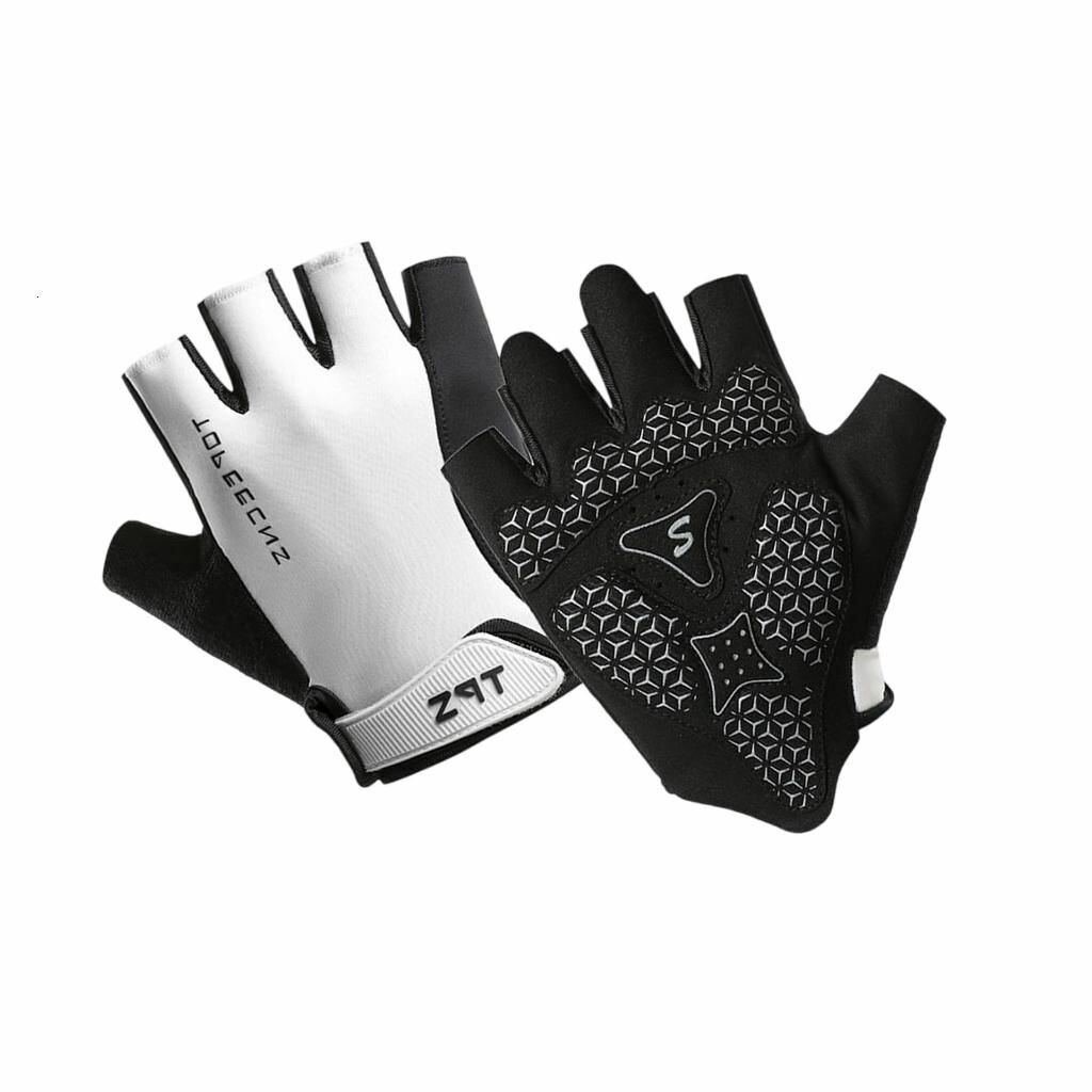 Нескользящие дышащие спортивные перчатки, полупальцевые, для фитнеса, велосипедные перчатки без пальцев, для поднятия тяжестей, тренировок, Белый - M