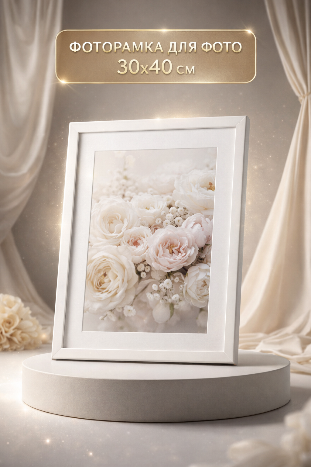 Фоторамка для фото 30×40 см "Tendai" (пластиковый экран) цвет белый