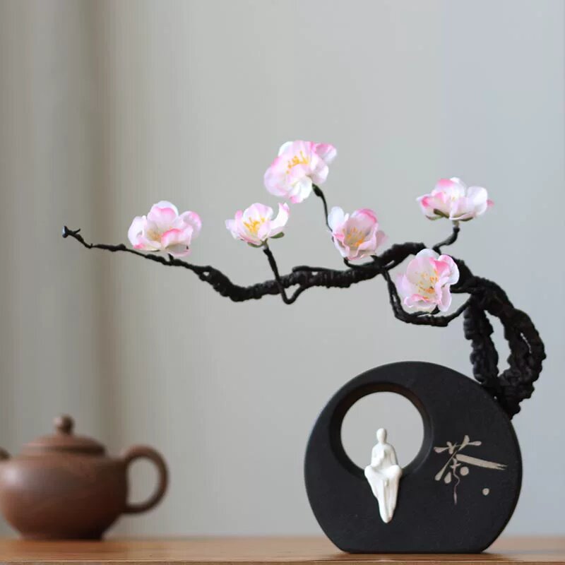 Новая китайская ваза дзен, сухоцветы, декоративные украшения, аксессуары для дома, вход в гостиную, цветочная