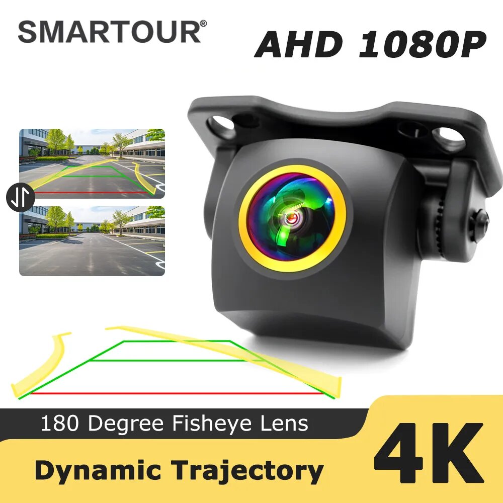 Универсальная интеллектуальная камера заднего вида AHD 1080P для автомобиля с динамическими направляющими линиями и отображением траектории движения