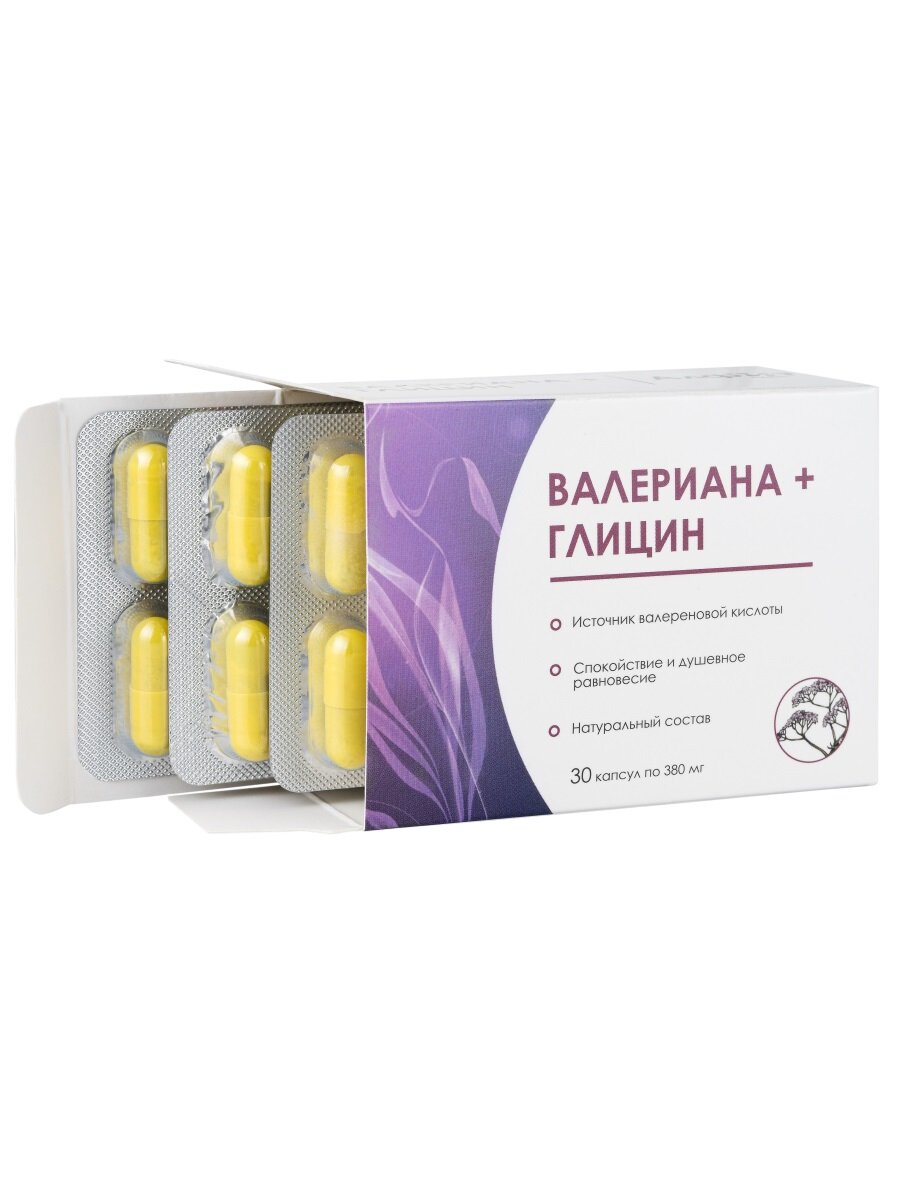 Успокаительное Алфит плюс Валериана + Глицин Алфит плюс 30 капсул
