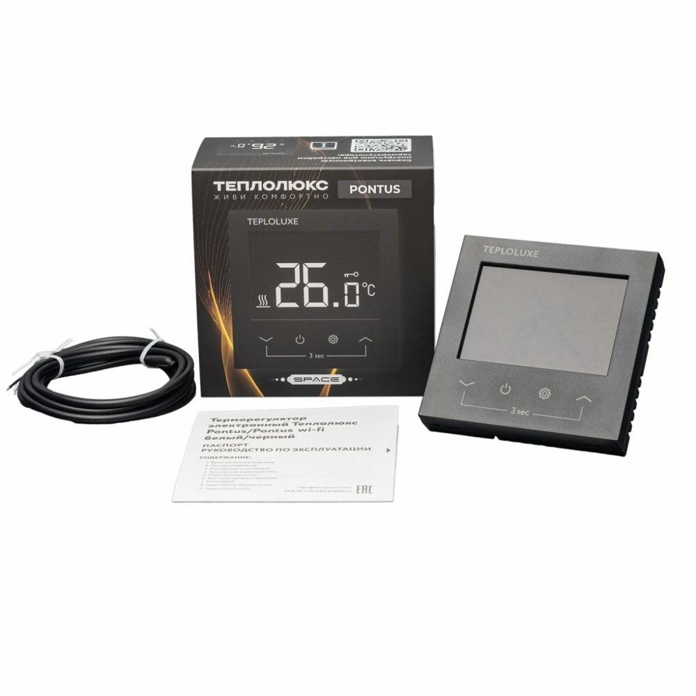 Терморегулятор для теплого пола Теплолюкс Pontus сенсорный цвет черный