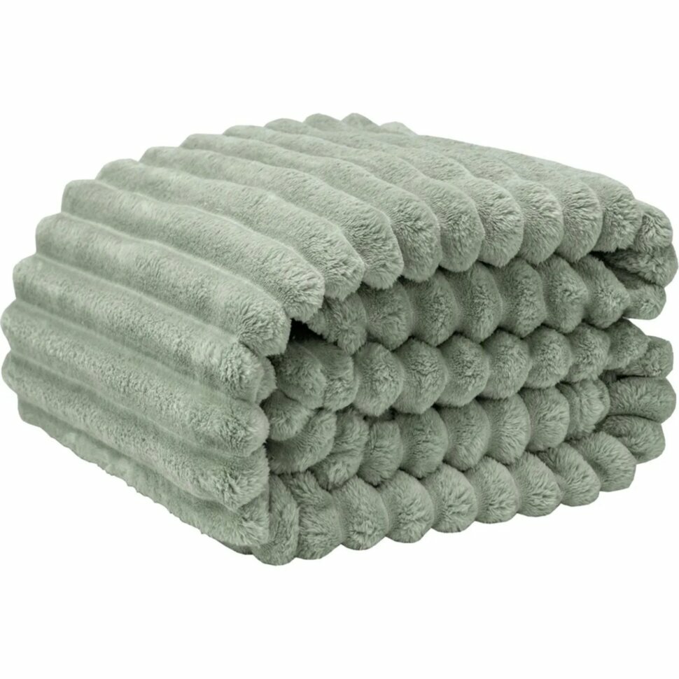 Покрывало 200х220 BRAVO Family велсофт Волна г/к №93 серо-олив в пакете, 2409239