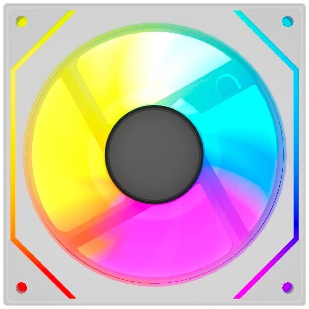 Вентилятор Powercase (M52-12W ARGB) White 120x120x25мм (PWM, 4pin PWM (M+F)+ 3pin ARGB (M+F), 600-1800 об/мин) Bulk