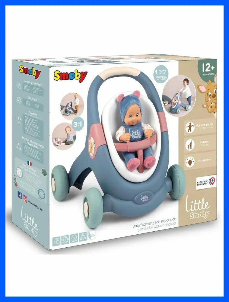 Коляска SMOBY Little 3 в 1 7600140308 кукла