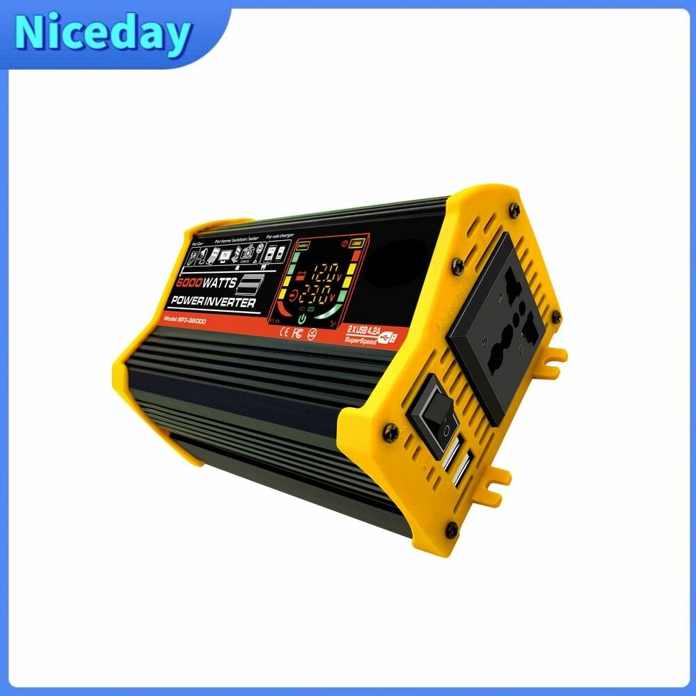 Инвертор 6000 Вт, 12V-220V, модифицированный синус, с USB