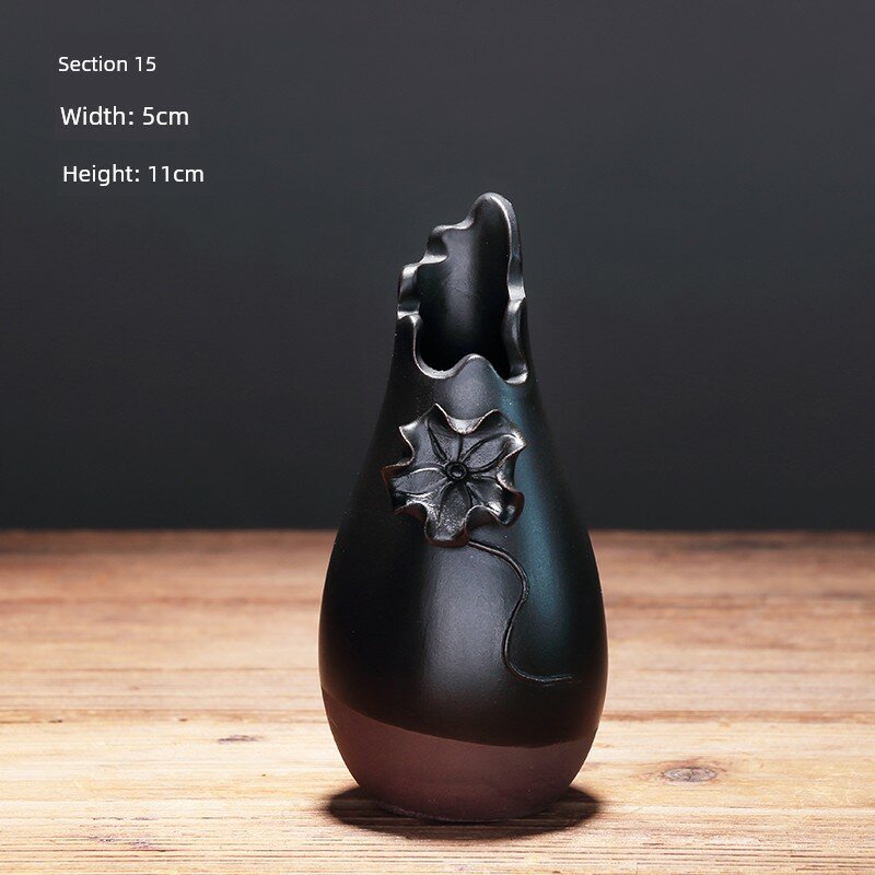Ручная работа керамика вазон для сухих цветов, черный, стиль 8, домашний декор, мини водяной горшок