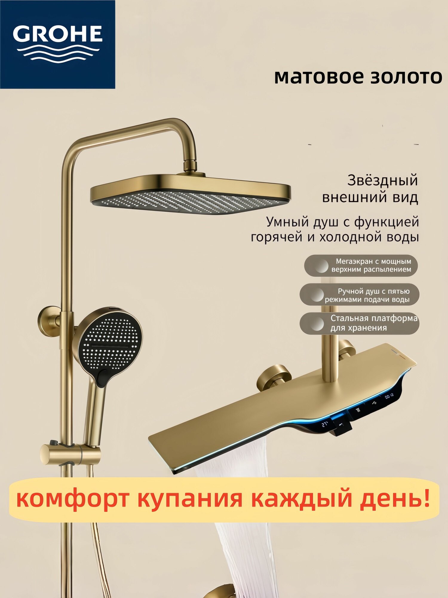Душевой комплект Grohe с клавишами-пианино Удобство в каждом детале для дома
