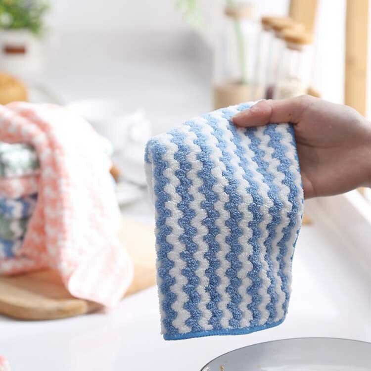 Катионная салфетка коралловый флис абсорбирующее полосатое полотенце для рук безмасляное полотенце для мытья посуды