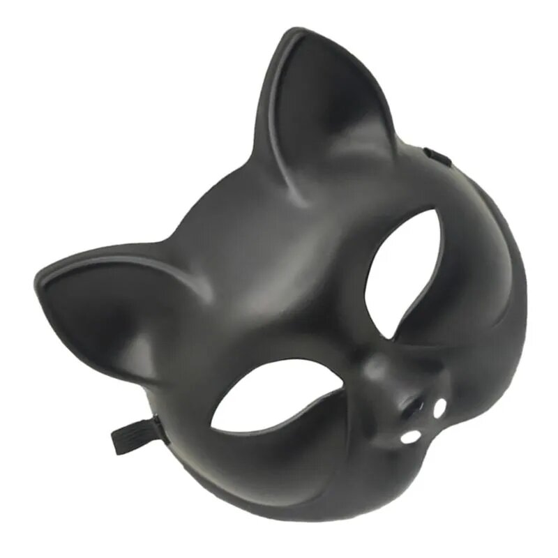 Кошачья Маска На половину лица-черная
