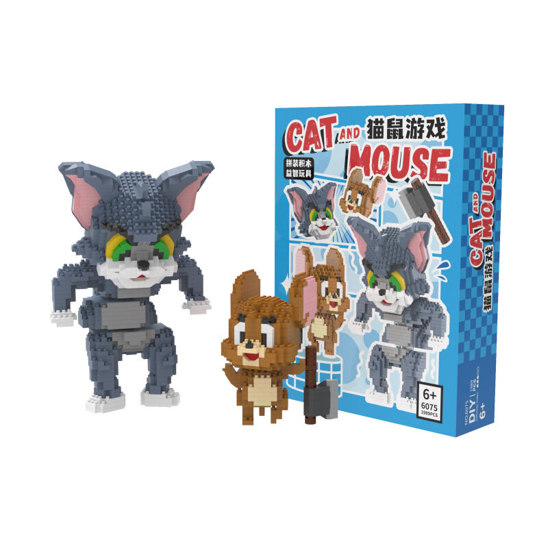 1a Jijia Микрочастицы для отдыха, соединяющиеся строительные блоки, детская развивающая игрушка 6006 «Кот ловит мышь», оптом 1z