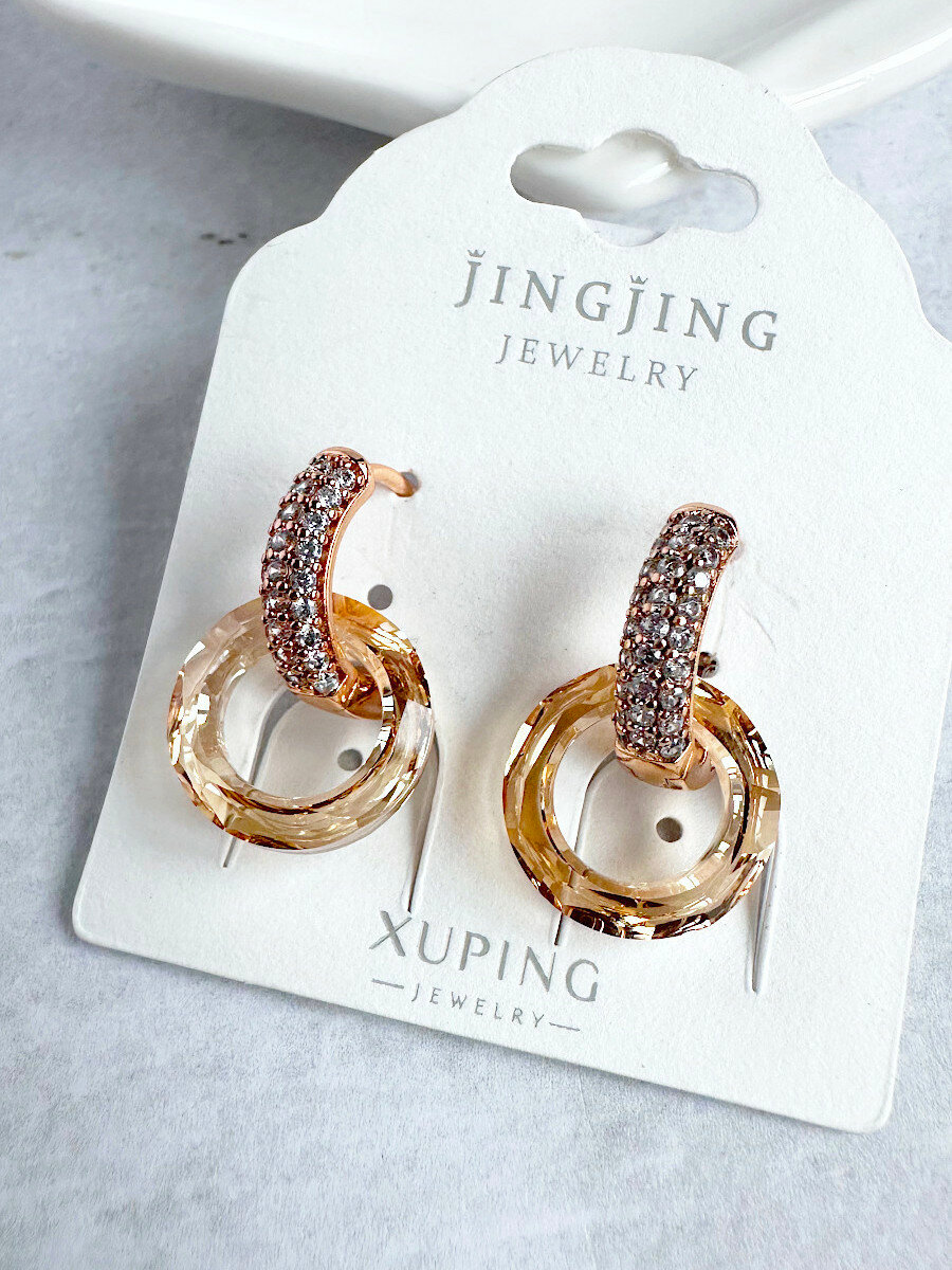 Серьги-трансформеры, кристаллы Swarovski, циркон