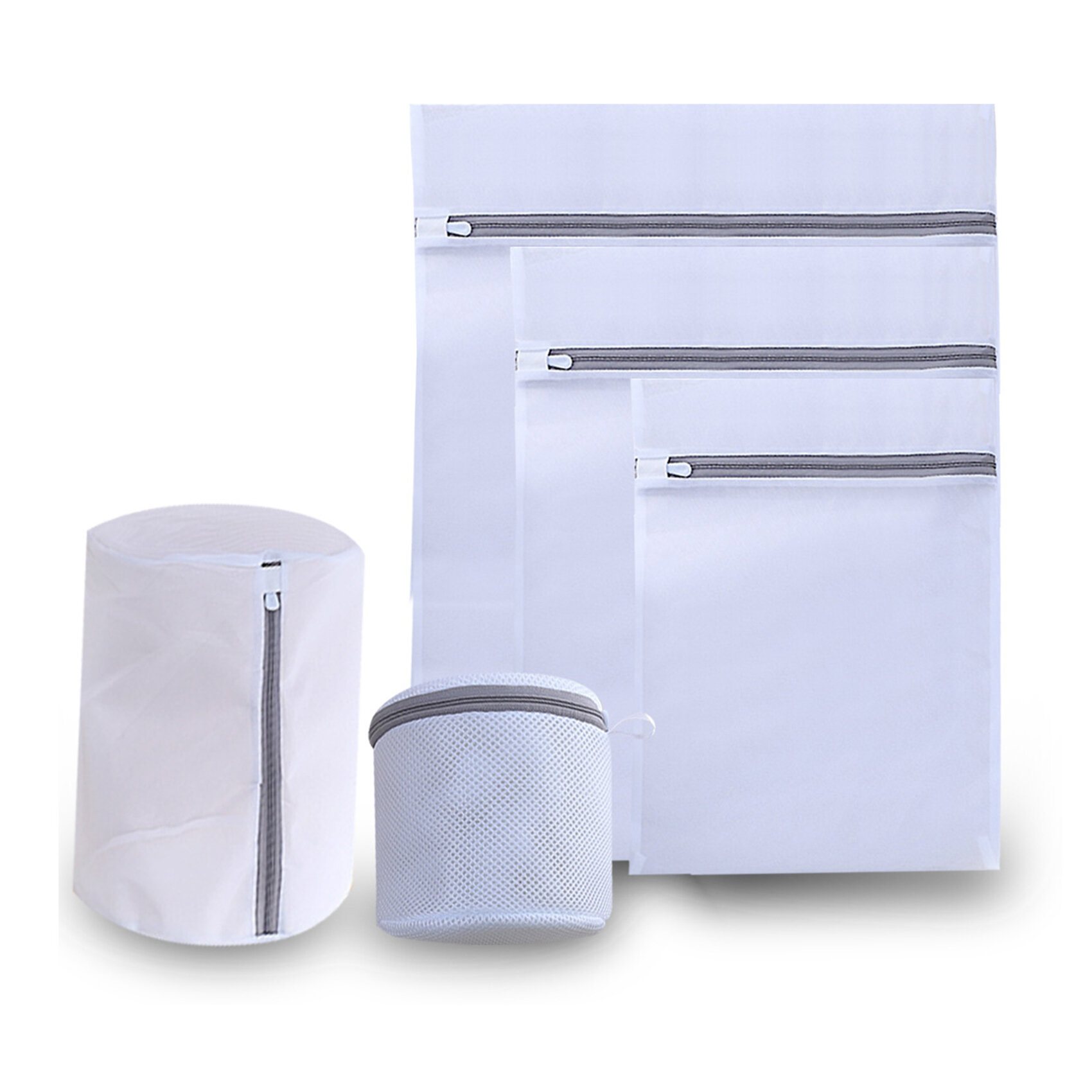 Мешковые сумки для стирки сетчатые набор из 5 штук для дома путешествий хранения блузок чулок нижнего белья бюстгальтеров свитерок чулок нижнего белья белого цвета из полиэстера с мелкой или крупной сеткой