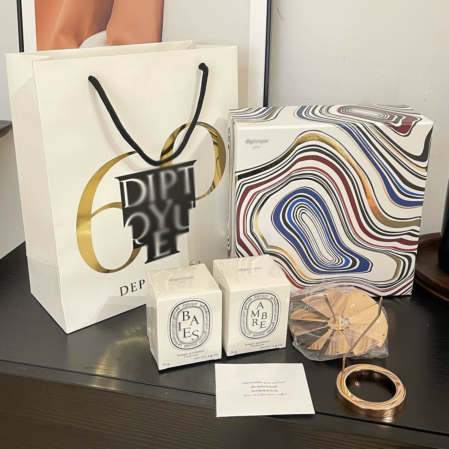 Ароматическая свеча Diptyd Diptyque в наличии, оптовая продажа, натуральное растительное эфирное масло, подарочная коробка с каруселью, сувенир