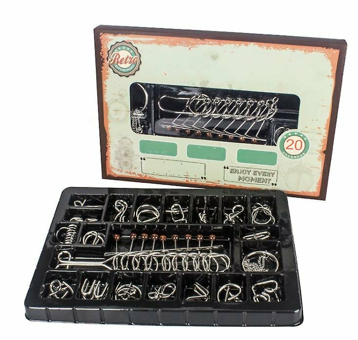20pcs Железная ссылка разблокировка ссылки головоломка игра китайское кольцо волшебный трюк игрушка набор (серебро)