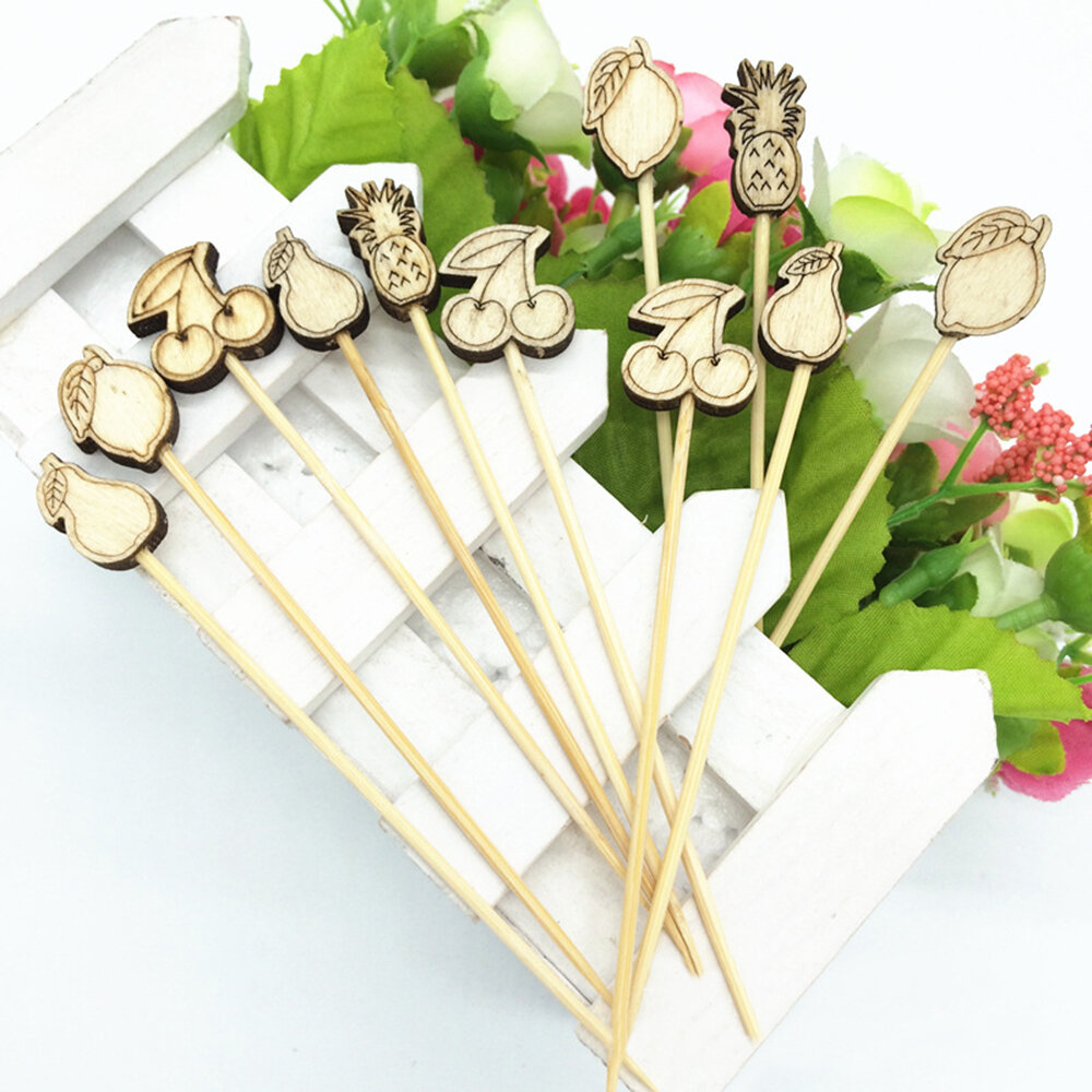 100 упаковок коктейльных паличек 4.7 дюйма палички для фруктов бамбуковые зубочистки для свадьбы дня рождения вечеринки пляжных принадлежностей Розовый/ Многоцветный 1# / Многоцветный 2# / Многоцветный 3# / Многоцветный 4# / Многоцветный 5# /