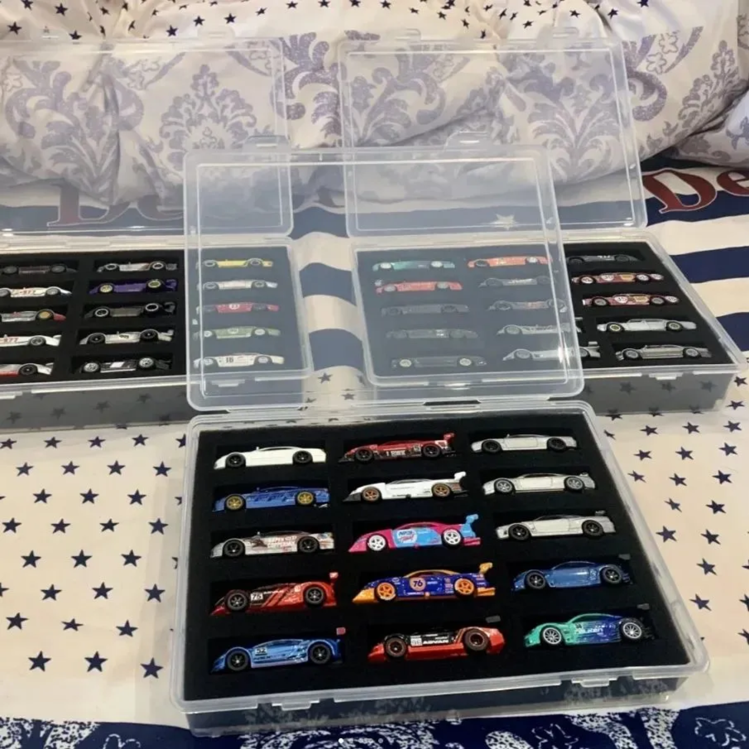 Storage box, alloy car model, minigt1:64, children's toy, Tomica transparent display stand, Color: Transparent, Weight: 595g, Size: 40.5*27*7.5 cm, Product List: 1*Transparent Display Stand (Car model not included)