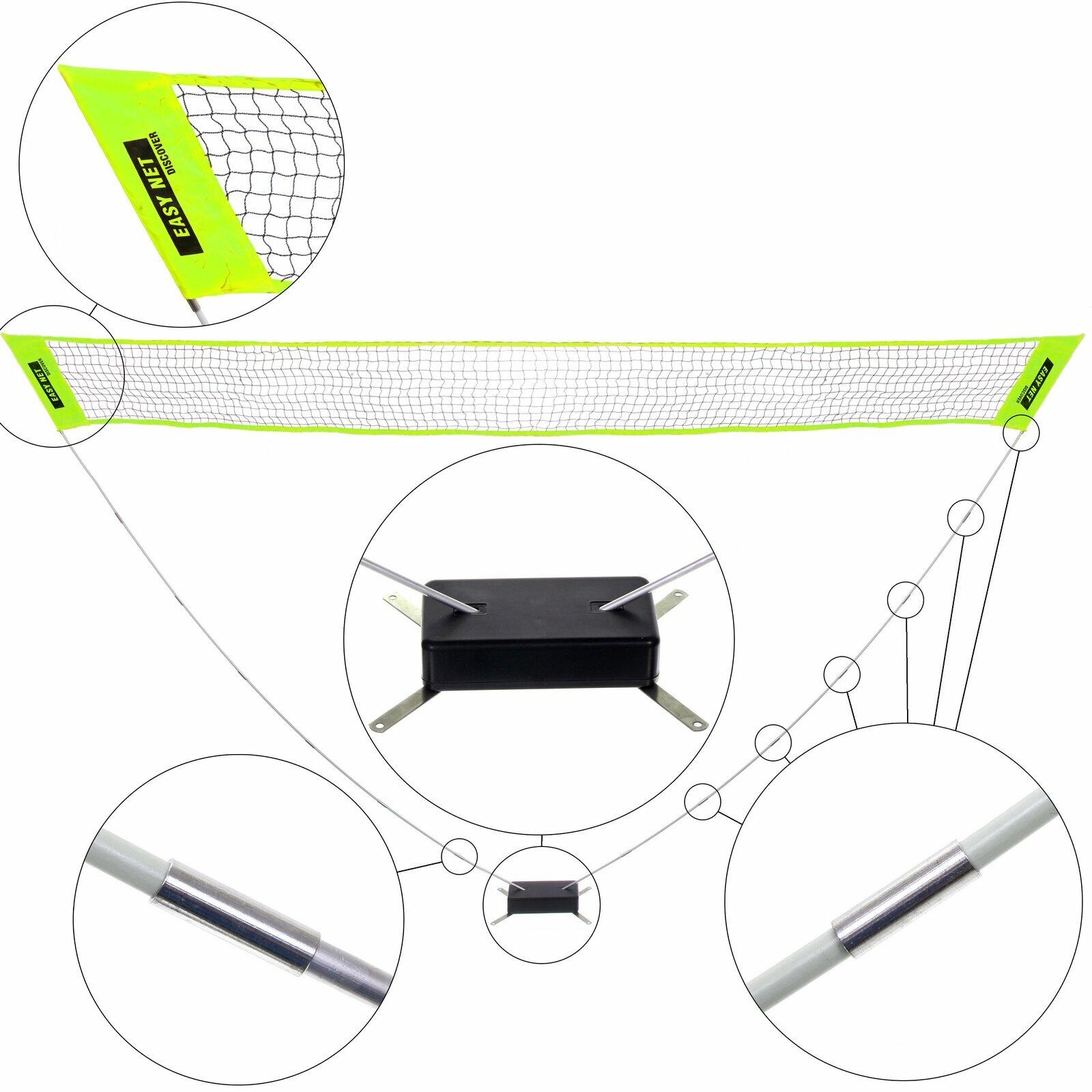 Сетка для бадминтона складная "EASY NET DISCOVER", 270x150 см, цвет в ассортименте, с основанием и чехлом