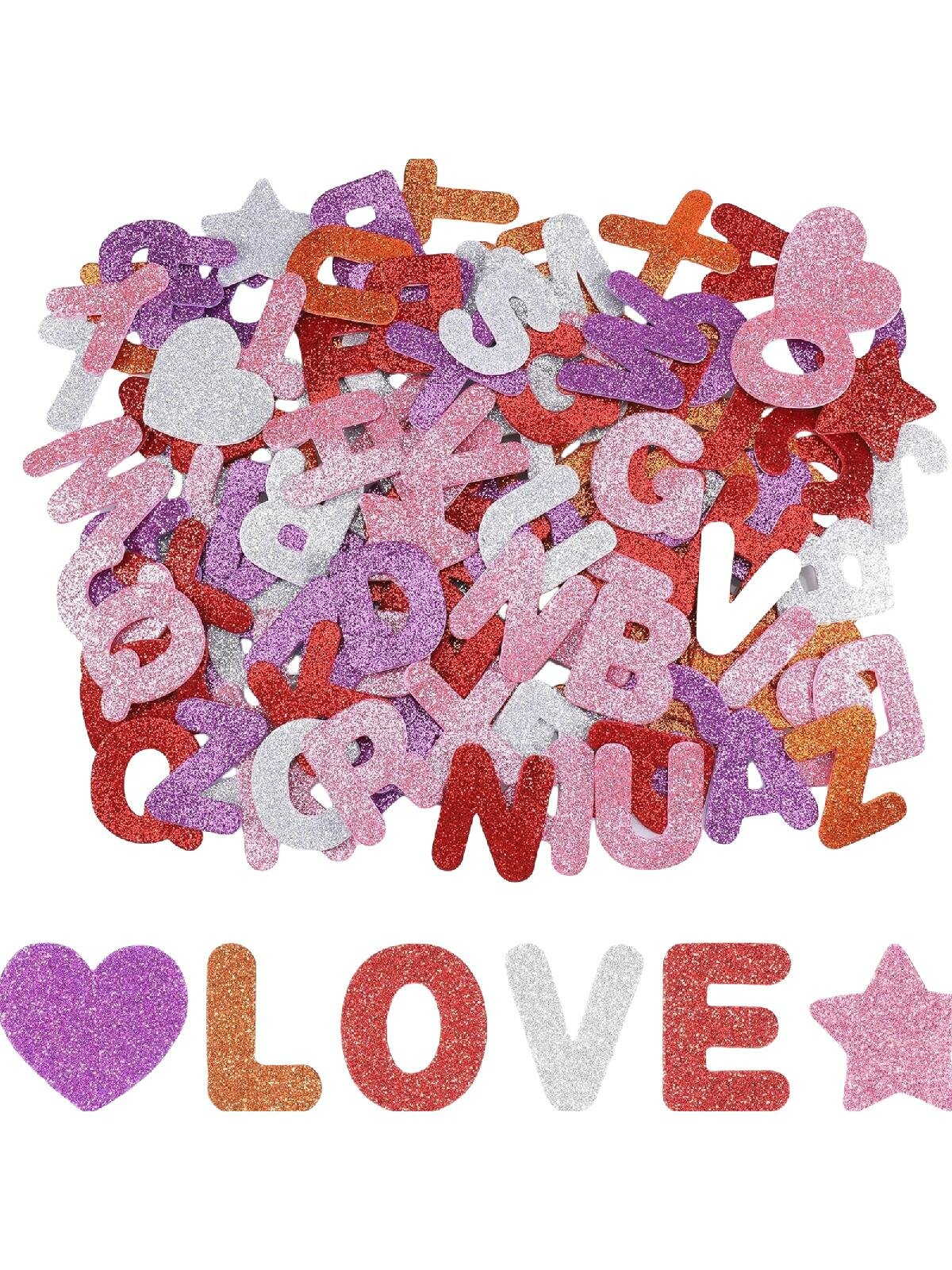 196 шт. Наклейка с блестящими буквами, клейкая надпись из пены EVA для скрапбукинга