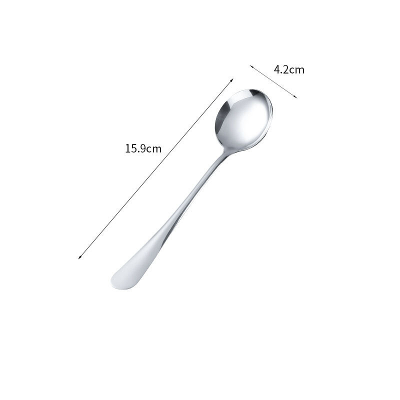 Ложка из нержавеющей стали для домашнего использования, утолщенная маленькая круглая суповая ложка, высокая эстетика, простая кухонная утварь, ложка для еды, маленькая суповая ложка