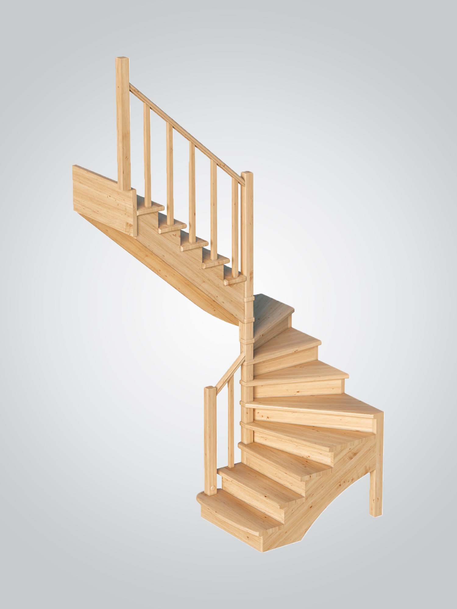 Лестница на второй этаж К-003м/4 Левая с подступенками