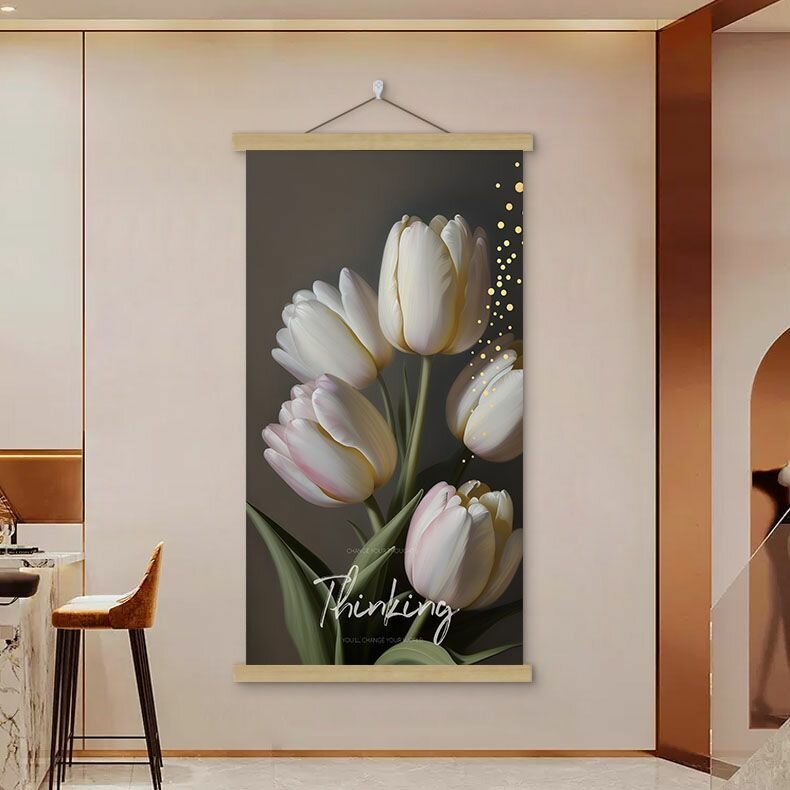 Кремовый стиль SG, декоративная картина для прихожей, тюльпаны, цветочный коридор, подвесная ткань, фоновая стена, настенное покрытие