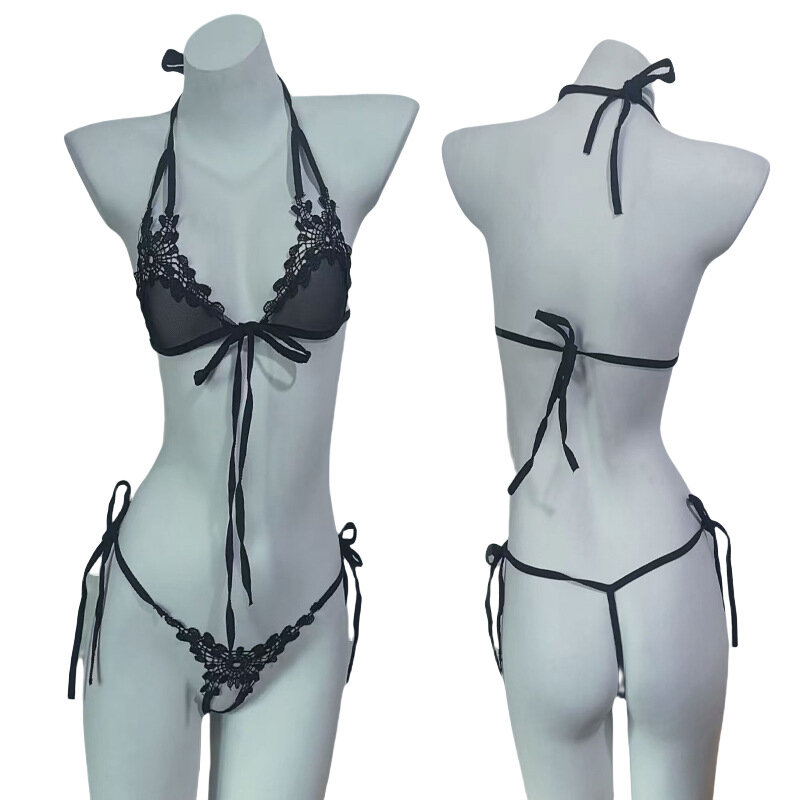 Сексуальный кружевной боди с открытой промежностью, прозрачным дизайном, обнажающим грудь и состоящий из трех частей. 13