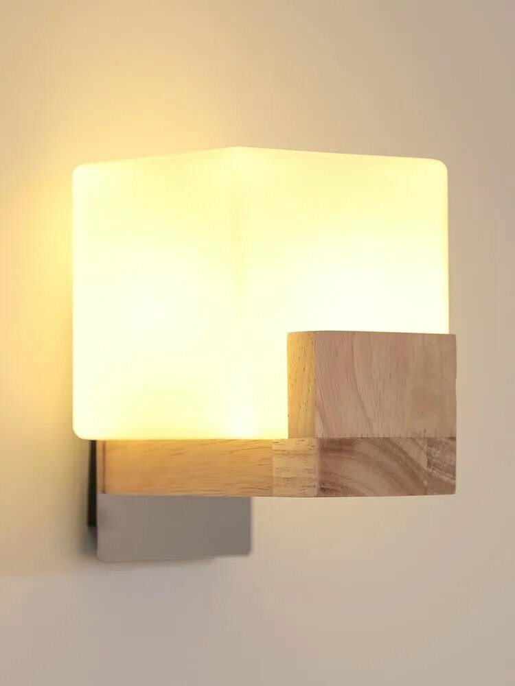 Настенный светильник из дерева и стекла, деревянный, стильный, универсальный, G9, 12 Вт