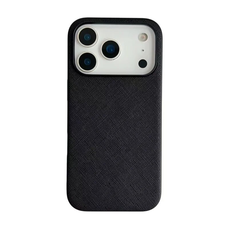 Кожаный чехол из углеродного волокна Saffiano Crocodile Черный, style 5, For iPhone 15 ProMax