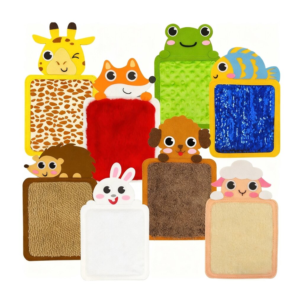 8ШТ Мультяшные Сенсорные Текстурные Коврики для Раннего Обучения Малышей, Обучающая Игрушка, Когнитивная Стимуляция, Безопасная Площадка Для Занятий