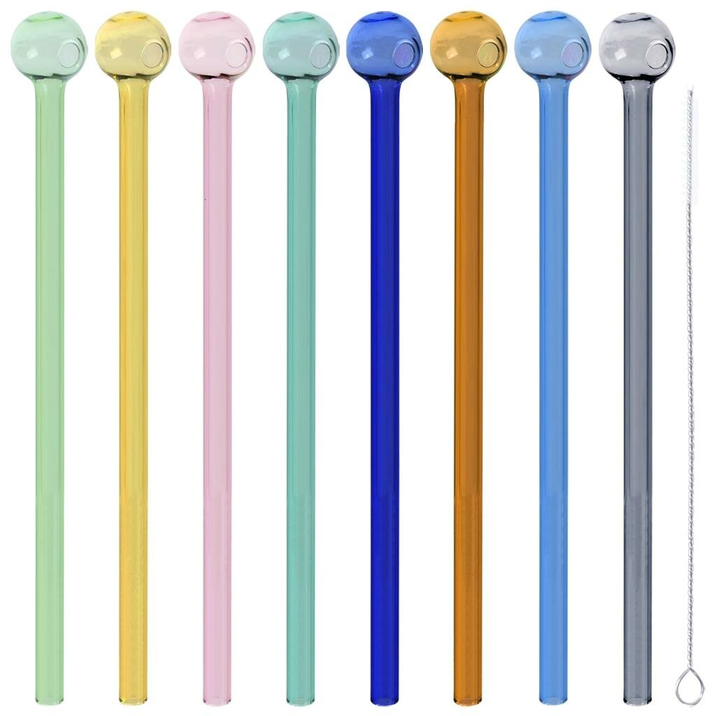 Прозрачная и цветная стеклянная трубочка 8 дюймов, 8 штук